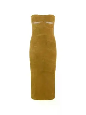 THE MANNEI Strapless Paneled Midi Dress - Brown