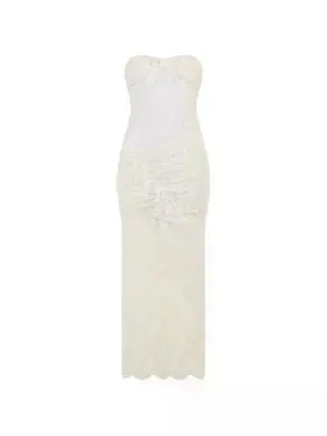 THE MANNEI Lace Overlay Ruched Maxi Dress