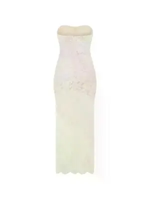 THE MANNEI Lace Overlay Ruched Maxi Dress