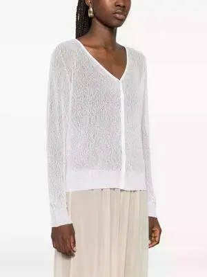 ROBERTO COLLINA V-neck Open-knit Cardigan