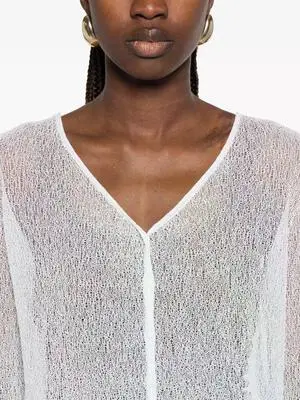 ROBERTO COLLINA V-neck Open-knit Cardigan
