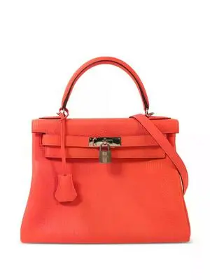 Hermès 28 Kelly Taurillon Clemence Leather Tote Bag - Red