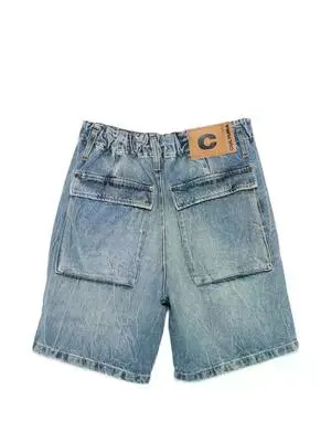 CULTURA Acid Wash Pleated Shorts
