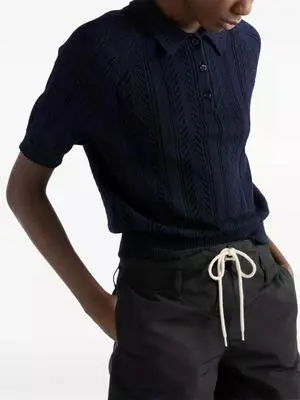 Prada Openwork Cotton Short-sleeve Polo Shirt