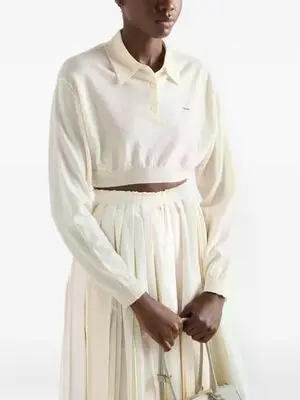 Prada Cropped Cashmere Polo Shirt - Neutrals