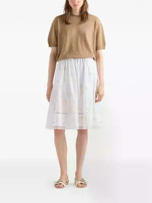 Prada Light Cashmere Short Sleeve Sweater - Neutrals