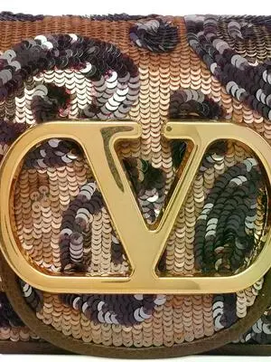 Valentino Garavani Vlogo Signature Embellished Shoulder Bag - Neutrals
