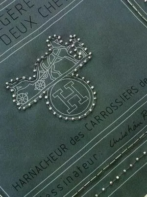 Hermès Embellished Silk Scarf With Projet De Voiture Petit-duc Bateau Print
