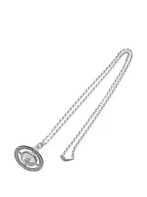 VIVIENNE WESTWOOD Tone Orb Pendant Necklace With Rhinestone Embellishments - Silver