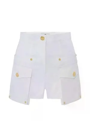 Elisabetta Franchi Cotton Gabardine Cargo Shorts - White