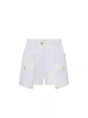 Elisabetta Franchi Cotton Gabardine Cargo Shorts - White
