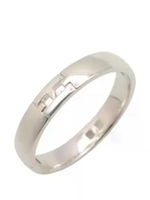 Hermès 18kt White Gold Hercules Engraved Logo Ring