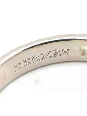 Hermès 18kt White Gold Hercules Engraved Logo Ring