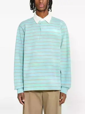 StÜssy Pin-striped Long-sleeve Polo Shirt - Blue