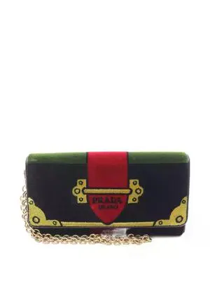 Prada 2010s Velluto Ricamo Bi-fold Wallet - Black
