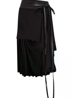 AARON ESH Leather-trim Draped Skirt