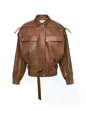 Magda Butrym Belted Leather Jacket - Brown