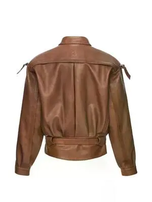 Magda Butrym Belted Leather Jacket - Brown