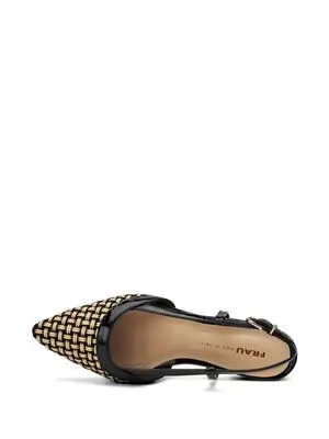 FRAU Raffia Patent-leather Slingback Pumps