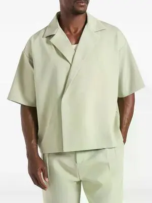 Manière De Voir Abel In Sage Boxy Double Breasted Tailored Shirt - Green