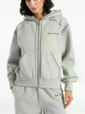 Manière De Voir Manierè De Voir Light Whipstitch Raglan Effect Zip Hoodie - Grey