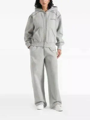 Manière De Voir Manierè De Voir Light Whipstitch Raglan Effect Zip Hoodie - Grey