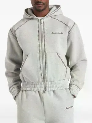 Manière De Voir Manierè De Voir Light Whipstitch Raglan Effect Zip Hoodie - Grey