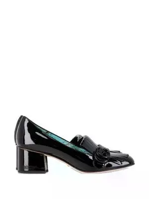 Gucci Gg Marmont Patent Leather Fringed Pumps