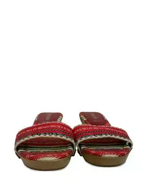 Prada Patterned Wooden Mule Sandals