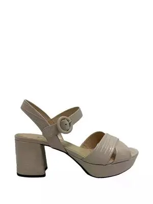 Prada Silver-Tone Platform Block Heel Sandals