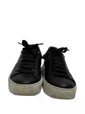 LOUIS VUITTON Leather Monogram Embossed Time Out Sneakers