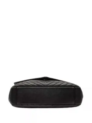 Saint Laurent Large Chevron Sheepskin Monogram College Satchel - Black