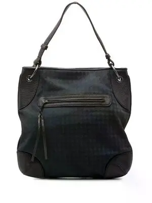 Bottega Veneta Intrecciato Canvas And Leather Hobo Bag - Blue