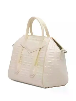 Givenchy 4g Antigona Lock Satchel In Embossed Calfskin - White
