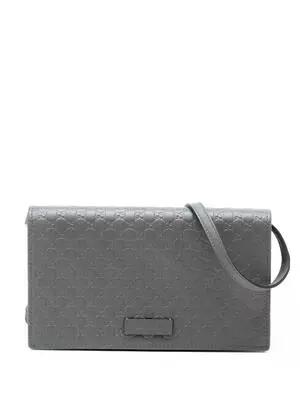 Gucci Microssima Wallet On Strap Crossbody Bag - Grey