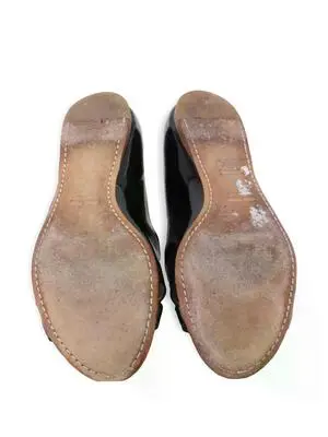 Miu Miu Patent Leather Crossover Strap Open Toe Flats