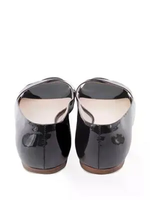 Miu Miu Patent Leather Crossover Strap Open Toe Flats
