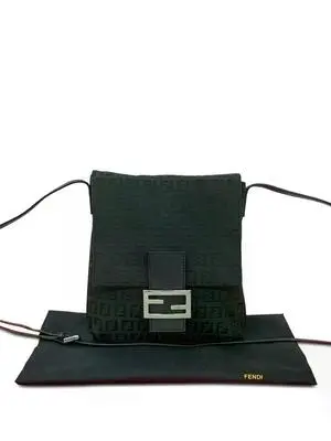Fendi Zucchino Canvas Crossbody Bag - Black