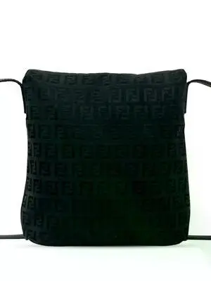 Fendi Zucchino Canvas Crossbody Bag - Black