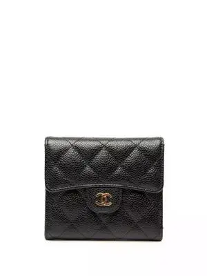 Hermès 2021 Cc Quilted Caviar Compact Flap Wallet Small Wallets - Black