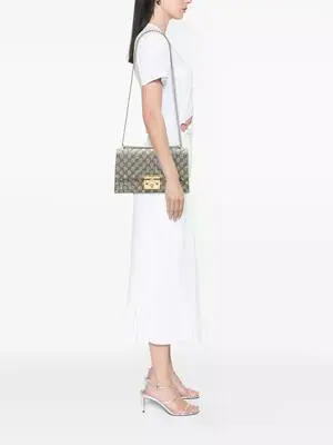 Gucci Gg Supreme Bee Padlock Shoulder Bag - Neutrals
