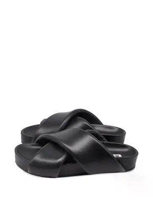 JIL SANDER Padded Cross-strap Flat Sandals - Black