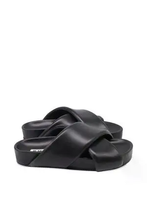 JIL SANDER Padded Cross-strap Flat Sandals - Black