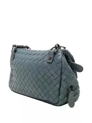 Bottega Veneta Mini Nappa Intrecciato Expandable Chain Flap Crossbody Bag - Blue