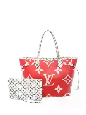LOUIS VUITTON Monogram Giant Neverfull Mm Tote Bag - Red