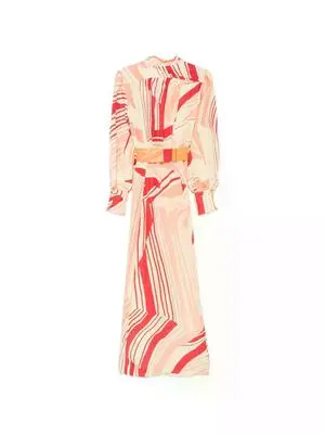 Raquel Diniz Abstract Print Belted Maxi Dress