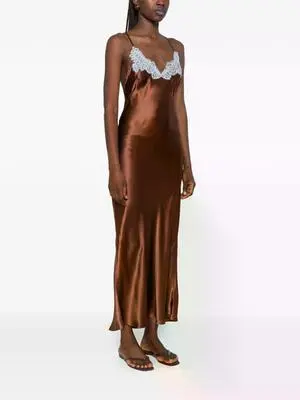 MC2 SAINT BARTH Lace-trimmed Silk Maxi Dress
