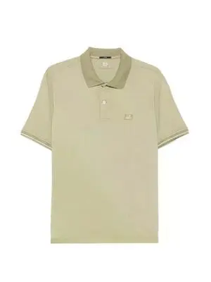 C.P. COMPANY Logo-patch Tipped Polo Shirt - Green