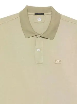C.P. COMPANY Logo-patch Tipped Polo Shirt - Green