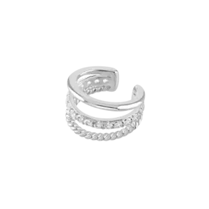 LUCY QUARTERMAINE Skinny Drip Triple Ear Cuff With White Topaz - Silver